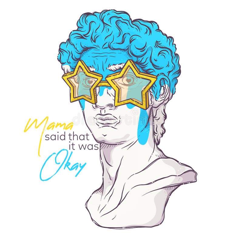 Hand Drawn David Bust Vector. Marble Statue Stock Vector - Illustration ...