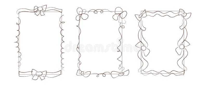 Hand Drawn Decorative Bow Borders for Creative Frames and Artistic ...