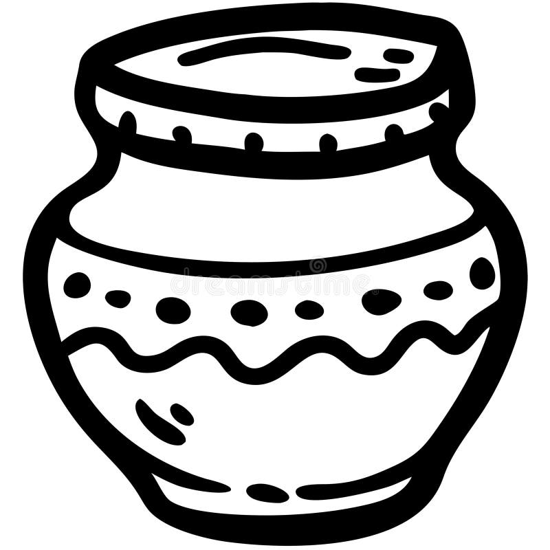 Hand Drawn Decorative Clay Pot Vector Art for Craft Projects and Design ...