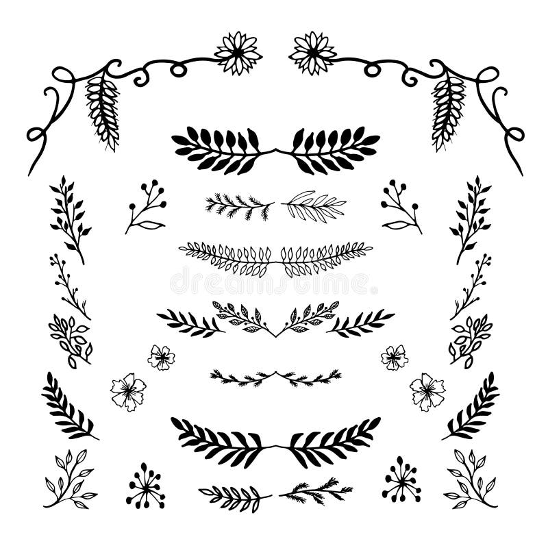 Hand Drawn Decorative Elements Stock Vector - Illustration of ...