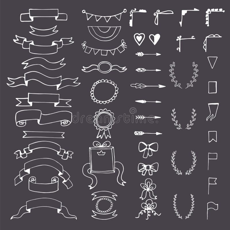 Hand Drawn Decorative Elements. Wedding Design Elements Stock Vector ...