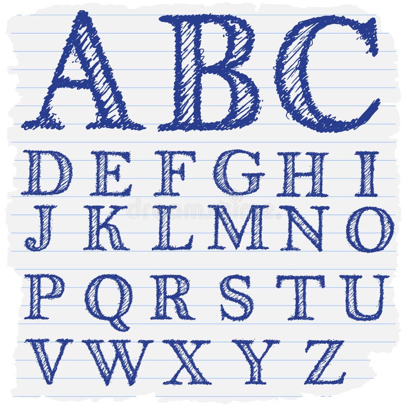 Hand Drawn Decorative English Letters Stock Vector - Illustration of ...