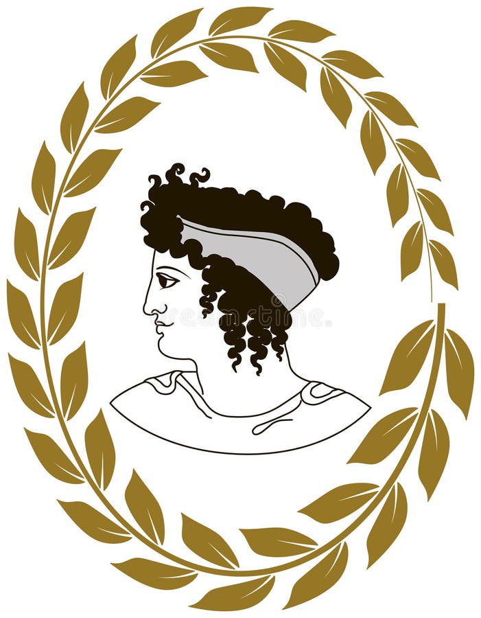 Hand Drawn Decorative Logo with Head of Ancient Greek Women. Stock ...