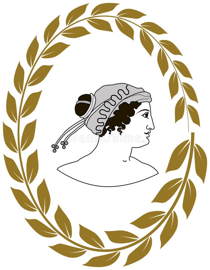 Hand Drawn Decorative Logo with Head of Ancient Greek Women. Stock ...