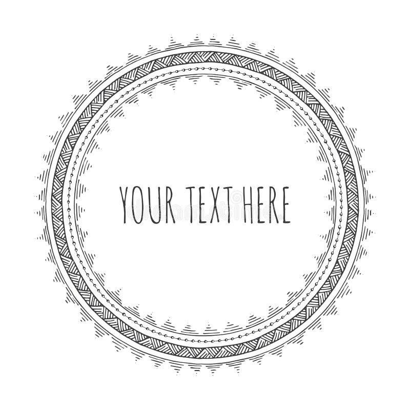 Hand Drawn Decorative Round Frame, Tribal, Boho Stock Vector ...