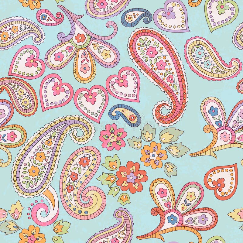 Paisley Fabric Seamless Vector Pattern.Pastel Colo Stock Vector ...