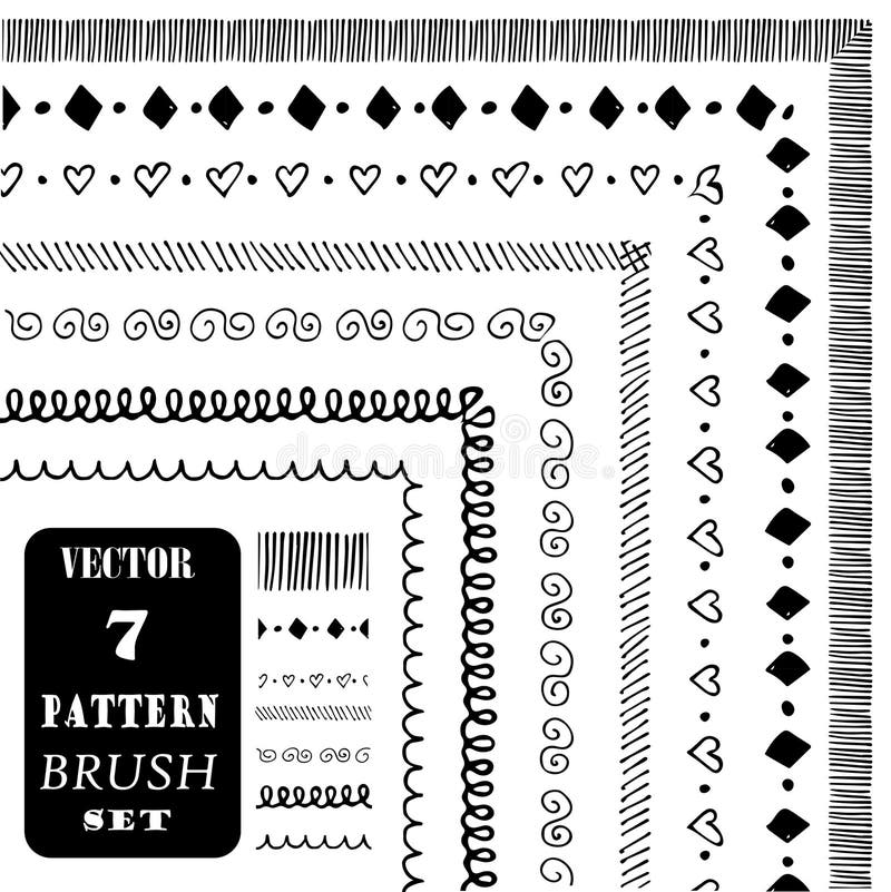 Hand Drawn Decorative Vector Pattern Brushes Stock Vector ...
