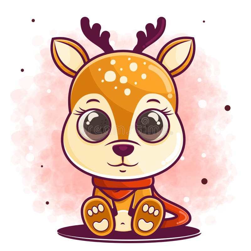 Hand Drawn Deer Cartoon Character Illustration Stock Vector ...