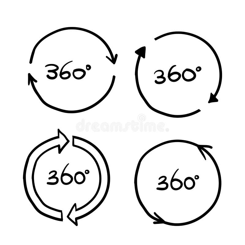 Hand Drawn 360 Degree Illustration with Doodle Style Stock Vector ...
