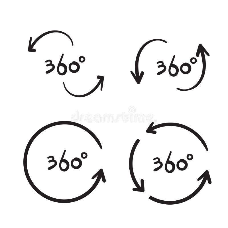 Hand Drawn 360 Degree View Related Vector Icons Design Template Doodle ...