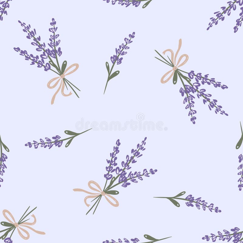 Hand Drawn Delicate Lavender Seamless Pattern for Textile Fabric Spring ...