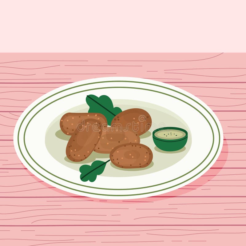 Hand Drawn Delicious Croquetas Illustration Vector Illustration. Stock ...