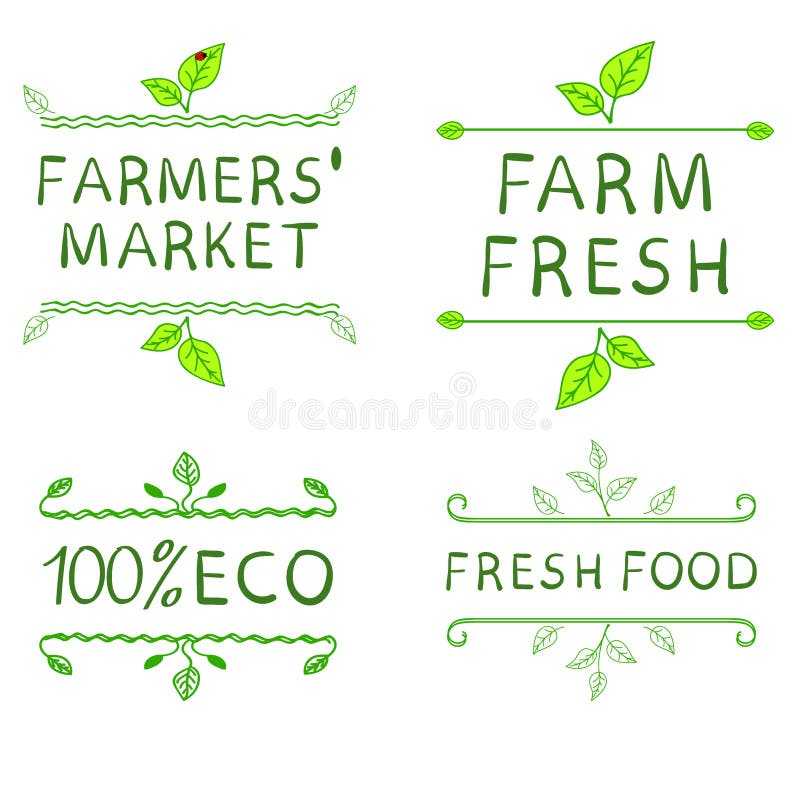 Hand Drawn Design Elements. Farmer S Market Labels Stock Vector ...