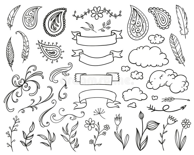 Hand Drawn Design Elements stock illustration. Illustration of greeting ...