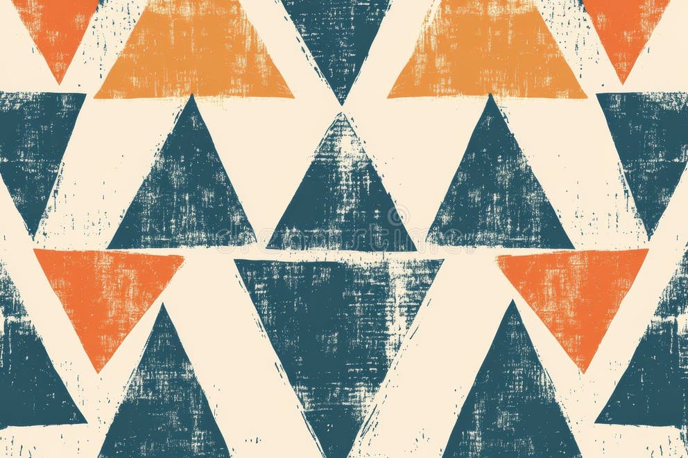 A Hand-drawn Design Featuring Vibrant Striped Triangles on a White ...