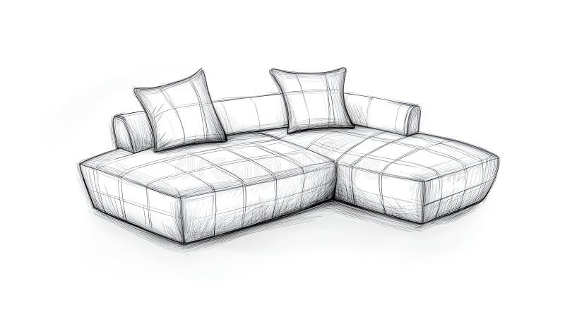 Pencil Drawing of Modular Sofa with Transparent Background Stock Image ...