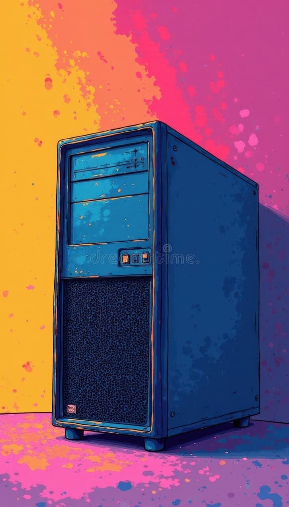 Hand Drawn Desktop Computer Tower, Simple Style , Illustration, Doodle ...