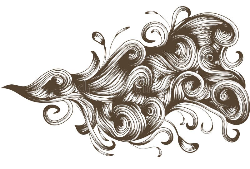 Hand Drawn Detailed Flowing Swirl Element Stock Vector - Illustration ...