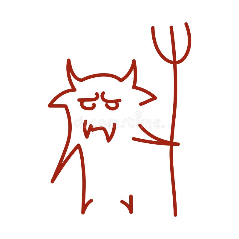 Hand drawn devil stock vector. Illustration of little - 63269387