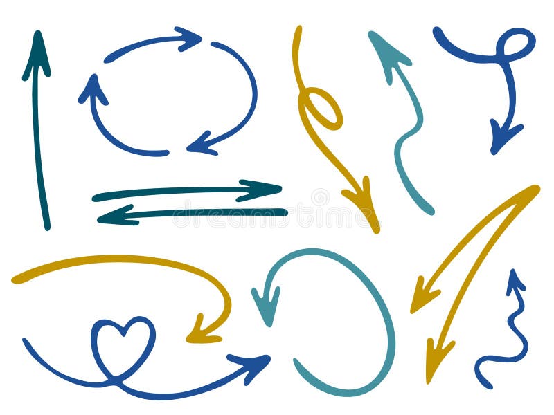 Hand Drawn Diagram Arrow Icons Vector Set Stock Vector Illustration