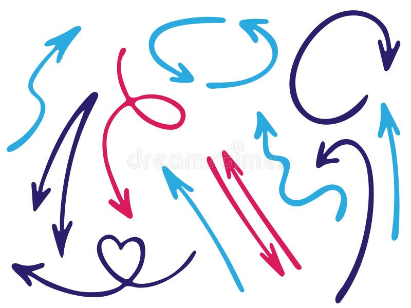 Hand Drawn Diagram Arrow Icons Vector Set Stock Vector Illustration