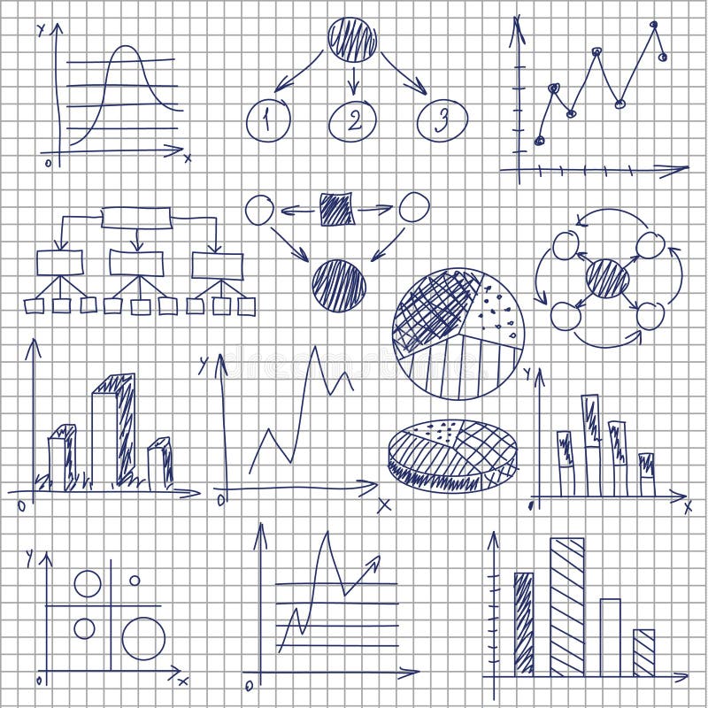 Hand-drawn Diagrams on Notebook Sheet Stock Vector - Illustration of ...