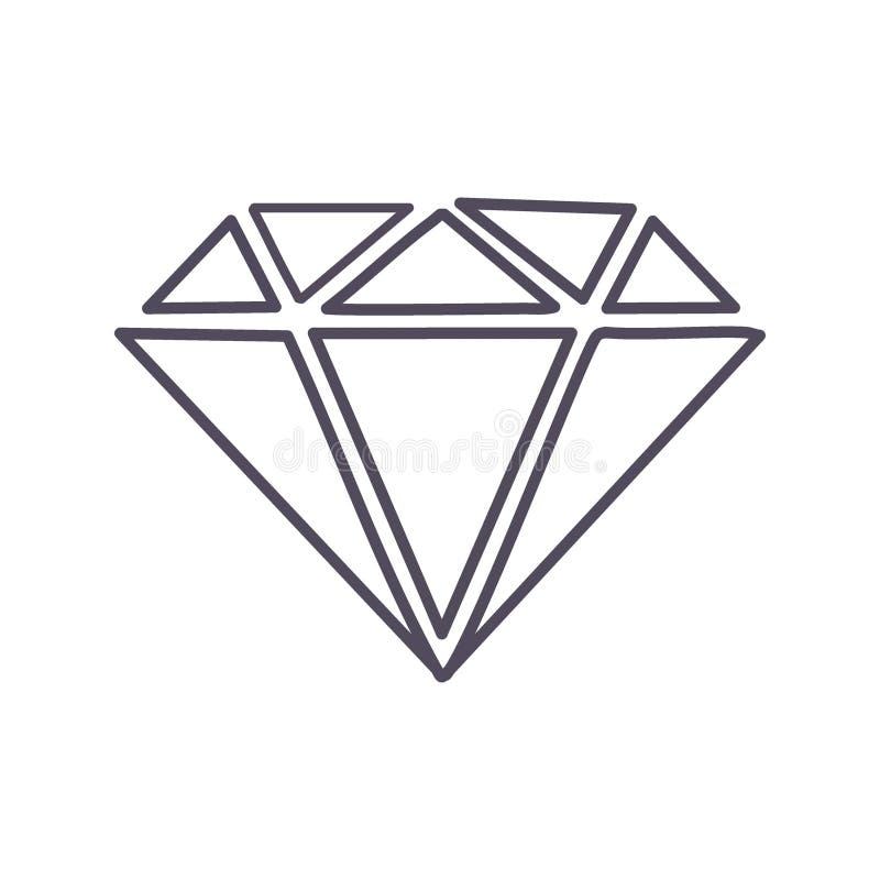 Hand Drawn Diamond. Hand Drawn Outline Illustration of a Diamond Stock ...