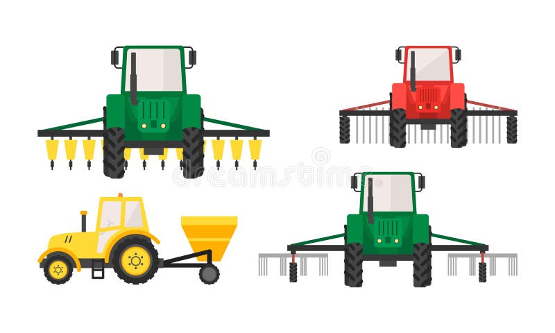 Hand Drawn Different Types of Agricultural Machinery Vector ...