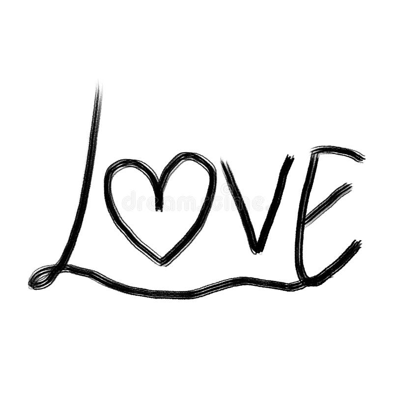 Hand Drawn Digital Black Lines Love Text Stock Illustration ...
