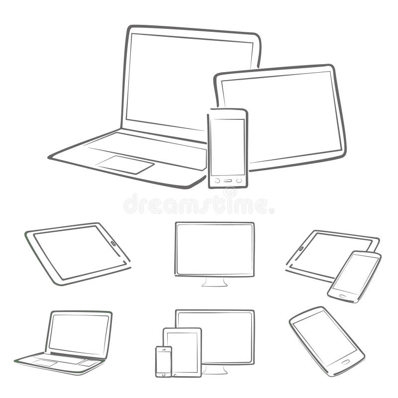 Hand Drawn Electronic Devices Stock Illustrations – 291 Hand Drawn ...