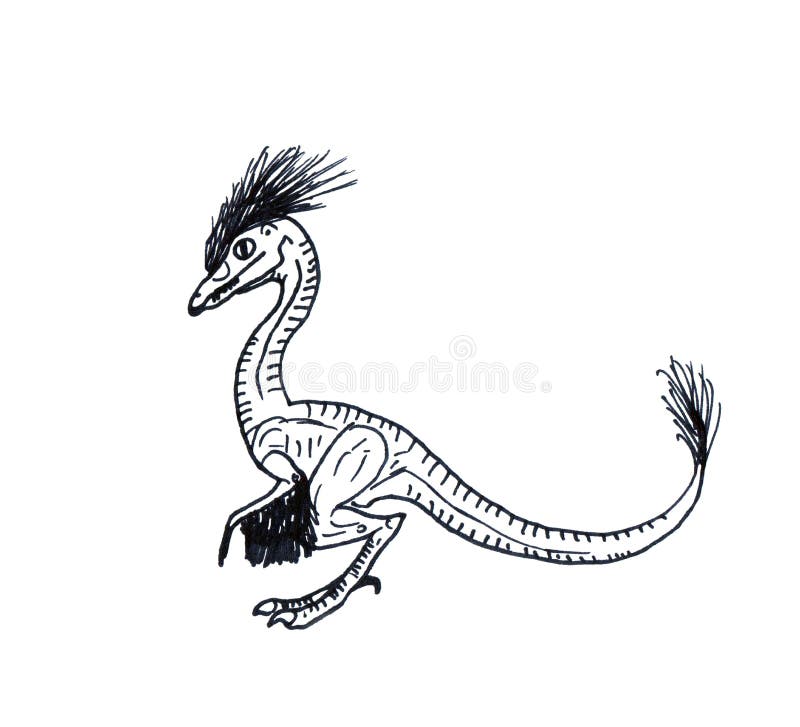 Dinosaur Troodon Cartoon Vector Illustration Monochrome Stock Vector ...