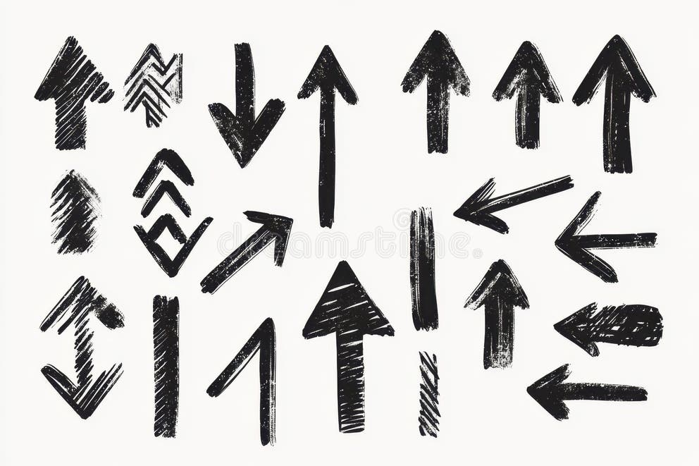 HandDrawn Directional Arrows in Various Styles on Light Background ...