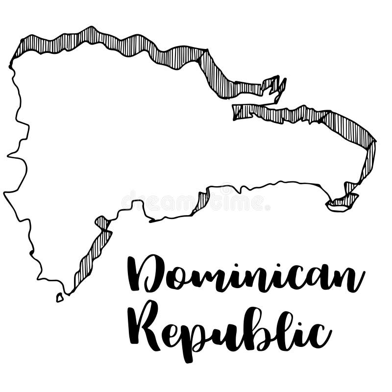 Hand Drawn of Dominican Republic Map, Illustration Stock Illustration ...