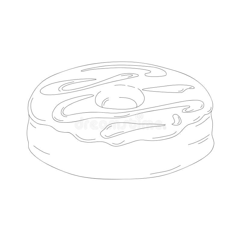 Hand Drawn Donut with Chocolate on Top. Vector Illustration of Bakery ...