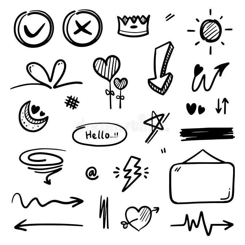 Abstract Set of Hand Drawn Doodles in Vector Illustration Stock ...