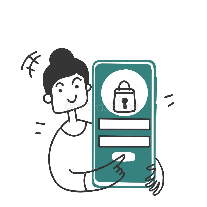 Hand Drawn Doodle Access Authentication Illustration Concept Stock ...
