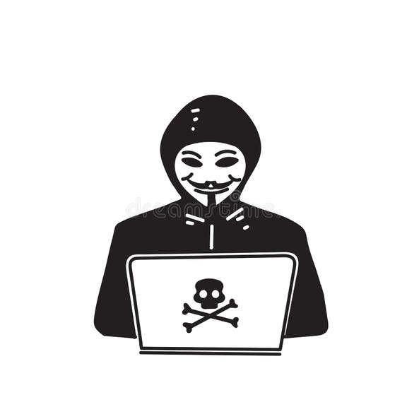 Hand Drawn Doodle Anonymous Hacker Symbol Icon Illustration Vector ...