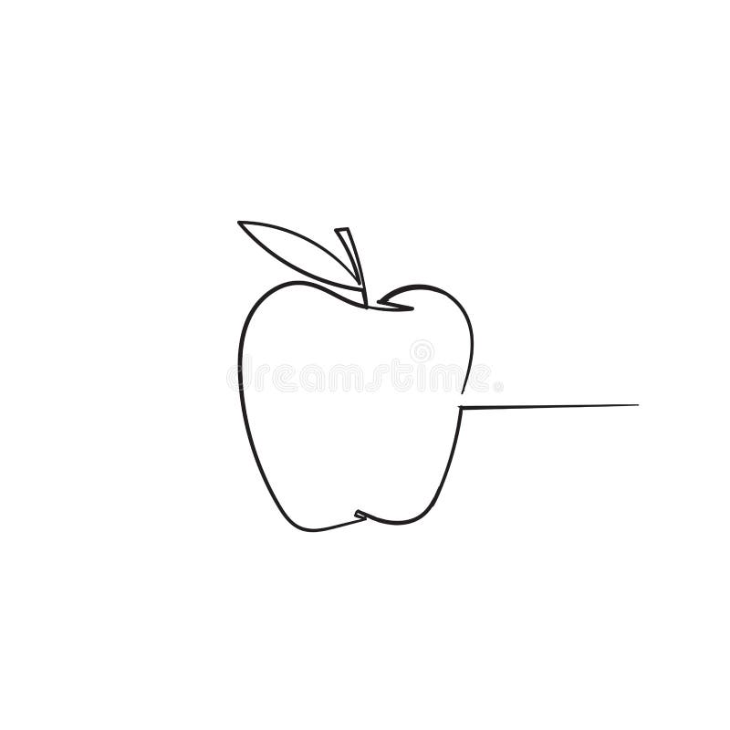 Hand Drawn Doodle Apple Fruit Illustration Line Art Style Stock Vector ...