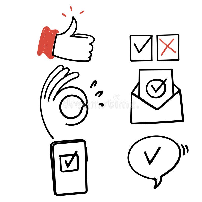 Hand Drawn Doodle Approval Icon Related Illustration Stock Vector ...
