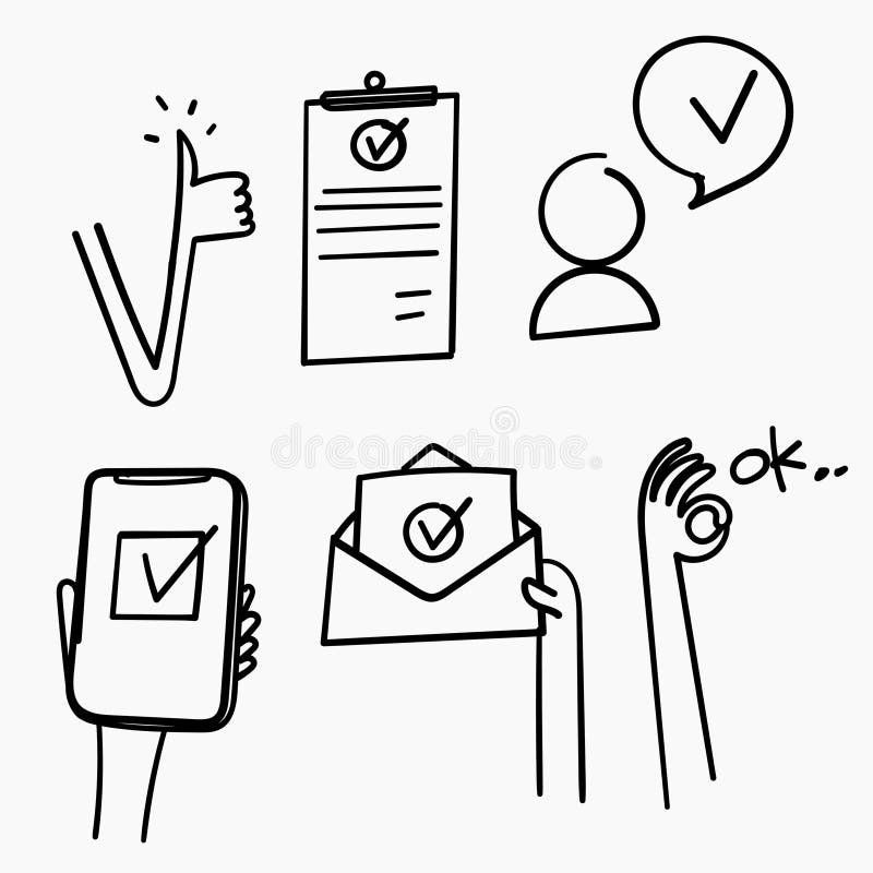 Hand Drawn Doodle Approval Icon Related Illustration Stock Vector ...
