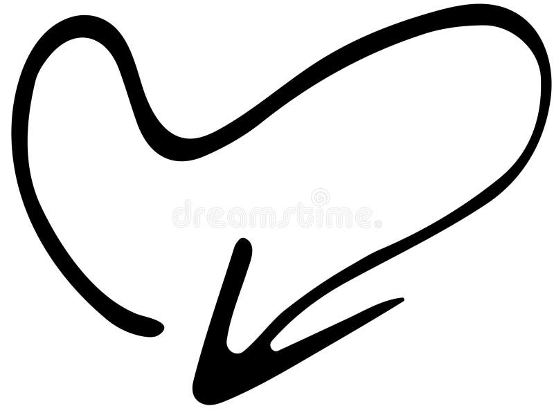 Hand Drawn Doodle Arrow Pointer Heart Stock Vector - Illustration of ...