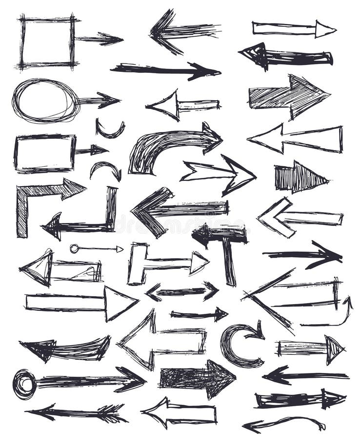 Hand Drawn Doodle Arrows Set Stock Illustration - Illustration of ...