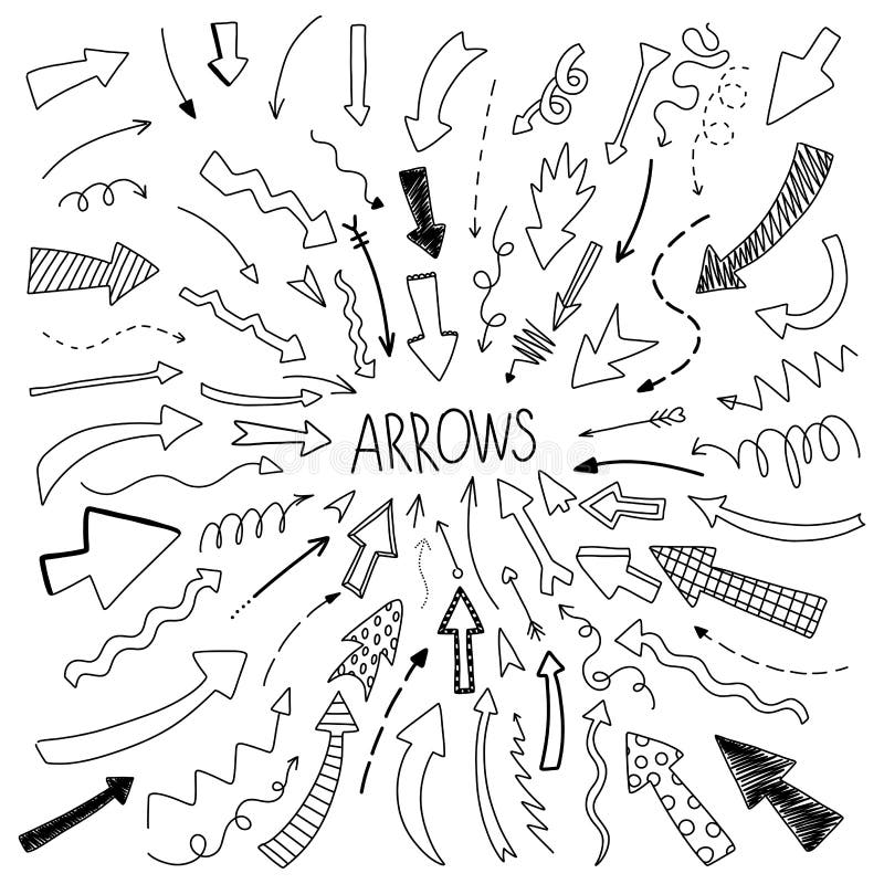 Hand Drawn Doodle Arrows, Simple Vector Drawing Stock Vector ...