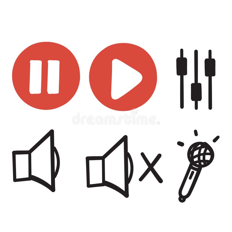 Hand Drawn Doodle Audio Related Icon Illustration Stock Vector ...