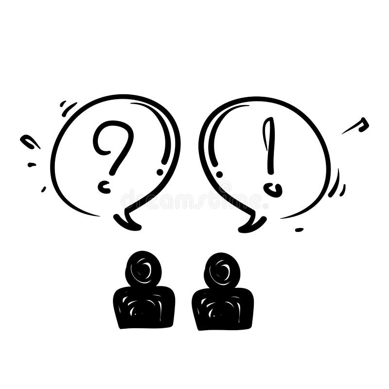 Hand Drawn Doodle Balloon Talk with Question Mark and Exclamation Point ...