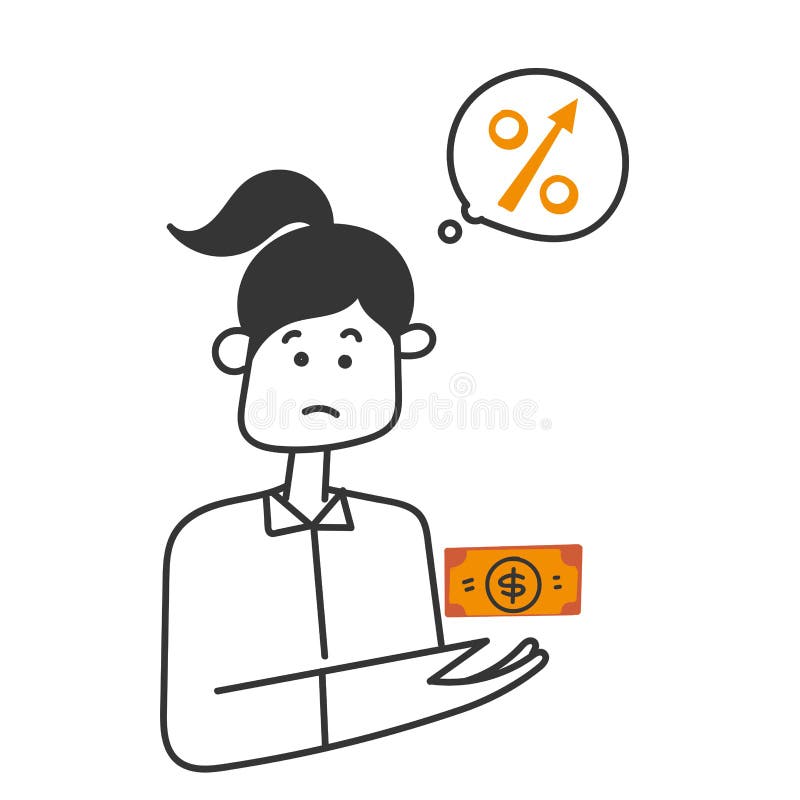 Hand Drawn Doodle Bank Credit Interest Rate Up Illustration Vector ...