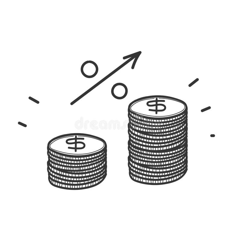 Hand Drawn Doodle Bank Credit Interest Rate Up Illustration Vector ...