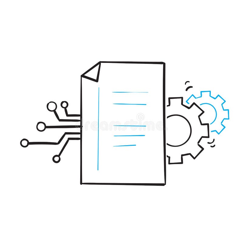 Hand Drawn Doodle Big Data Processing Technology Related Illustration ...