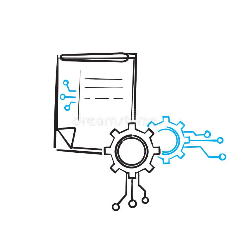 Hand Drawn Doodle Big Data Processing Technology Related Illustration ...