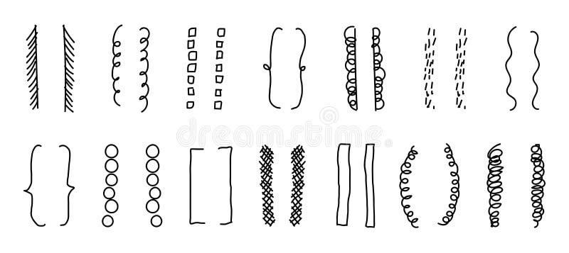 Hand-drawn Doodle Brackets. Set of Scribble Brackets in Black on White ...